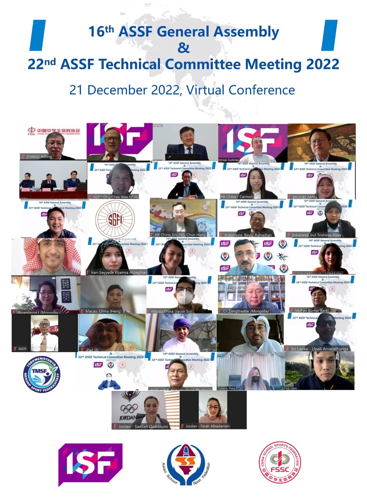 16th ASSF General Assembly & 22nd ASSF Technical Committee Meeting 2022 was held online ...